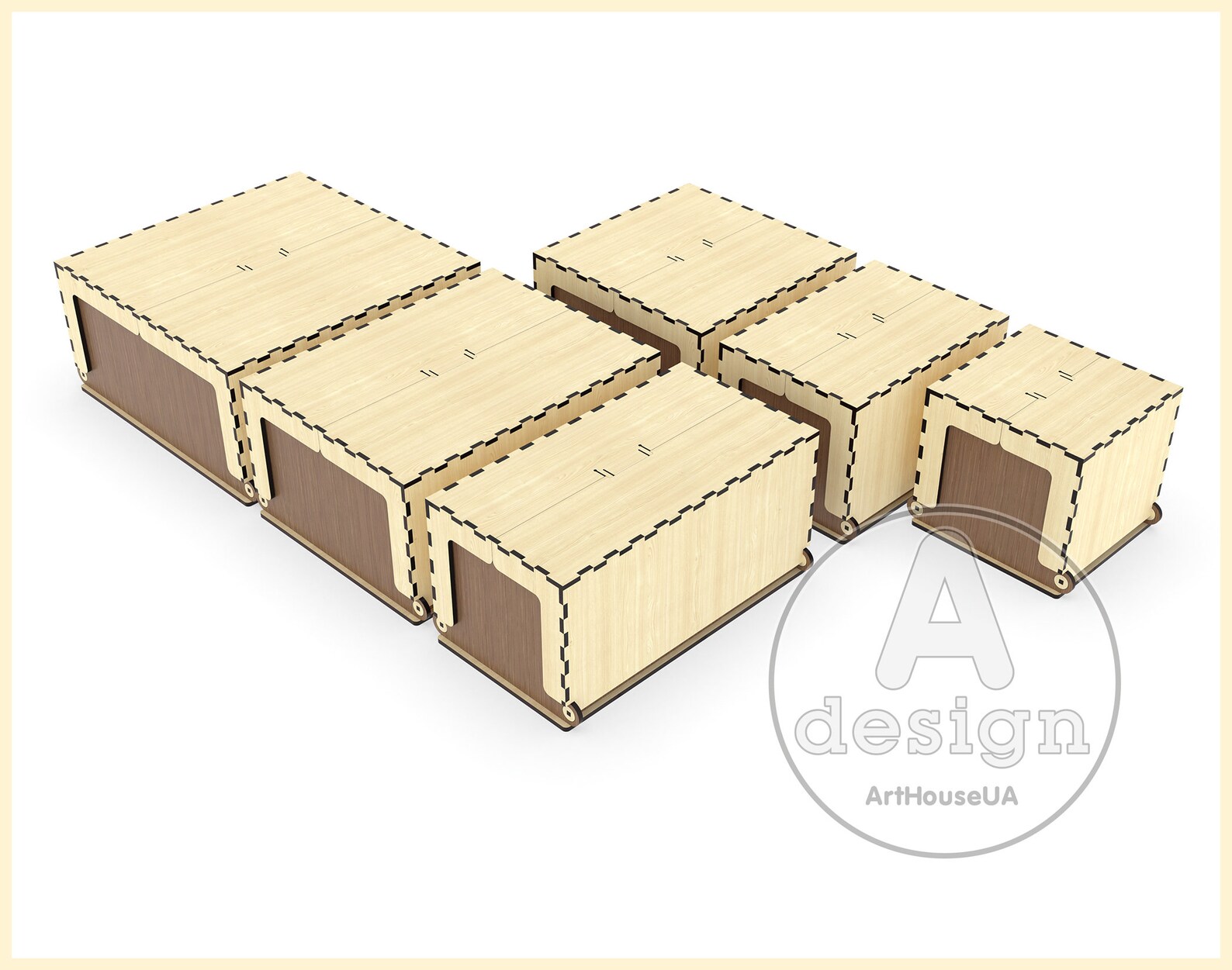 6 Different Sizes Boxes With Flip up Lid Vector File for Laser - Etsy