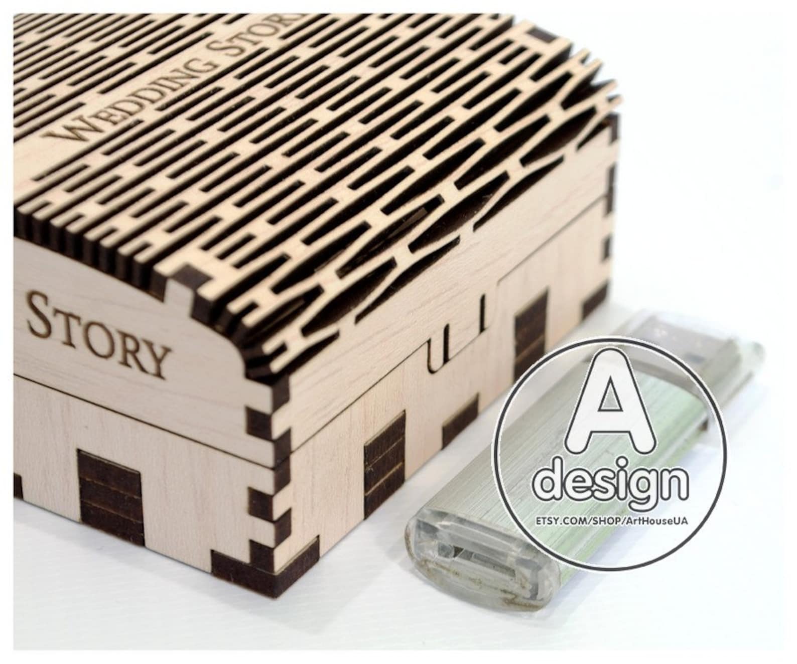 Box for USB Vector Wedding Story Usb Case Box Laser Cut - Etsy