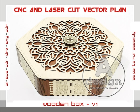 Wooden Box Gift Box Laser Cut Box Vector Plan Plywood Box | Etsy