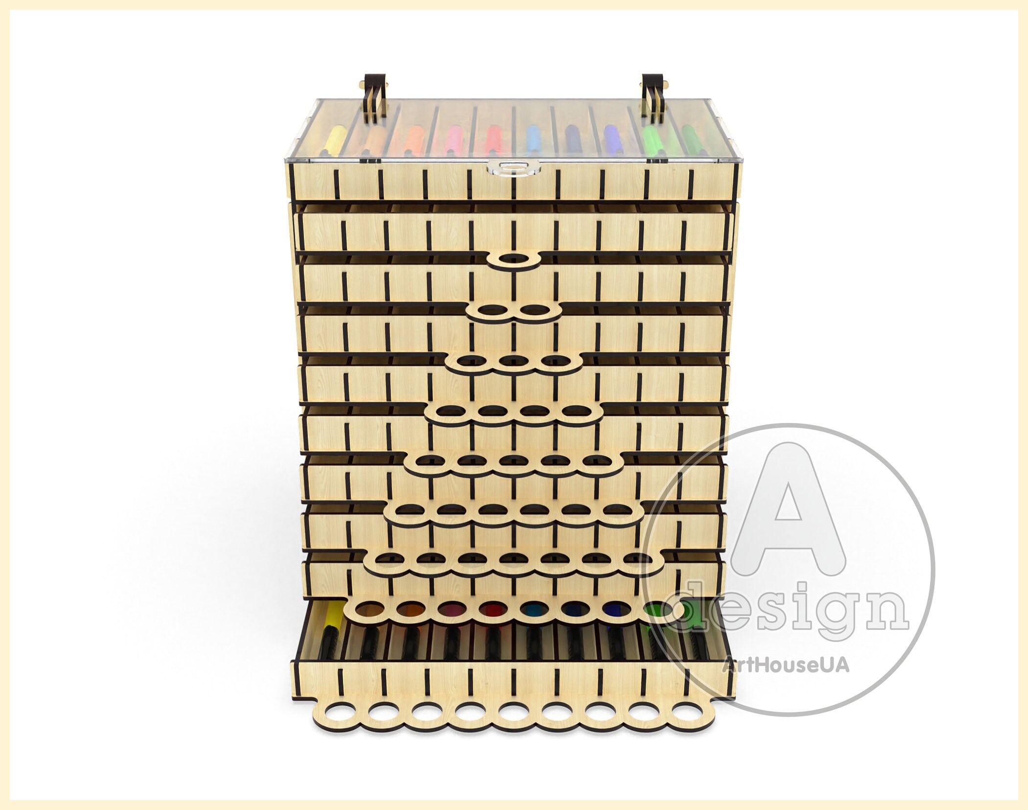 100 Pens Fountain Pen Collection Storage Case Laser Cut Vector File and ...