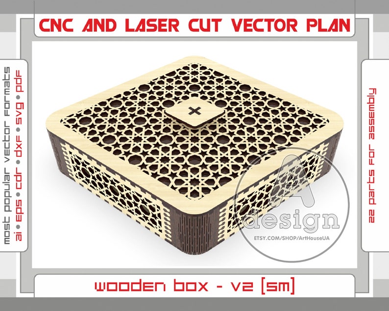 Wooden box vector Gift box laser cut Plywood box laser | Etsy