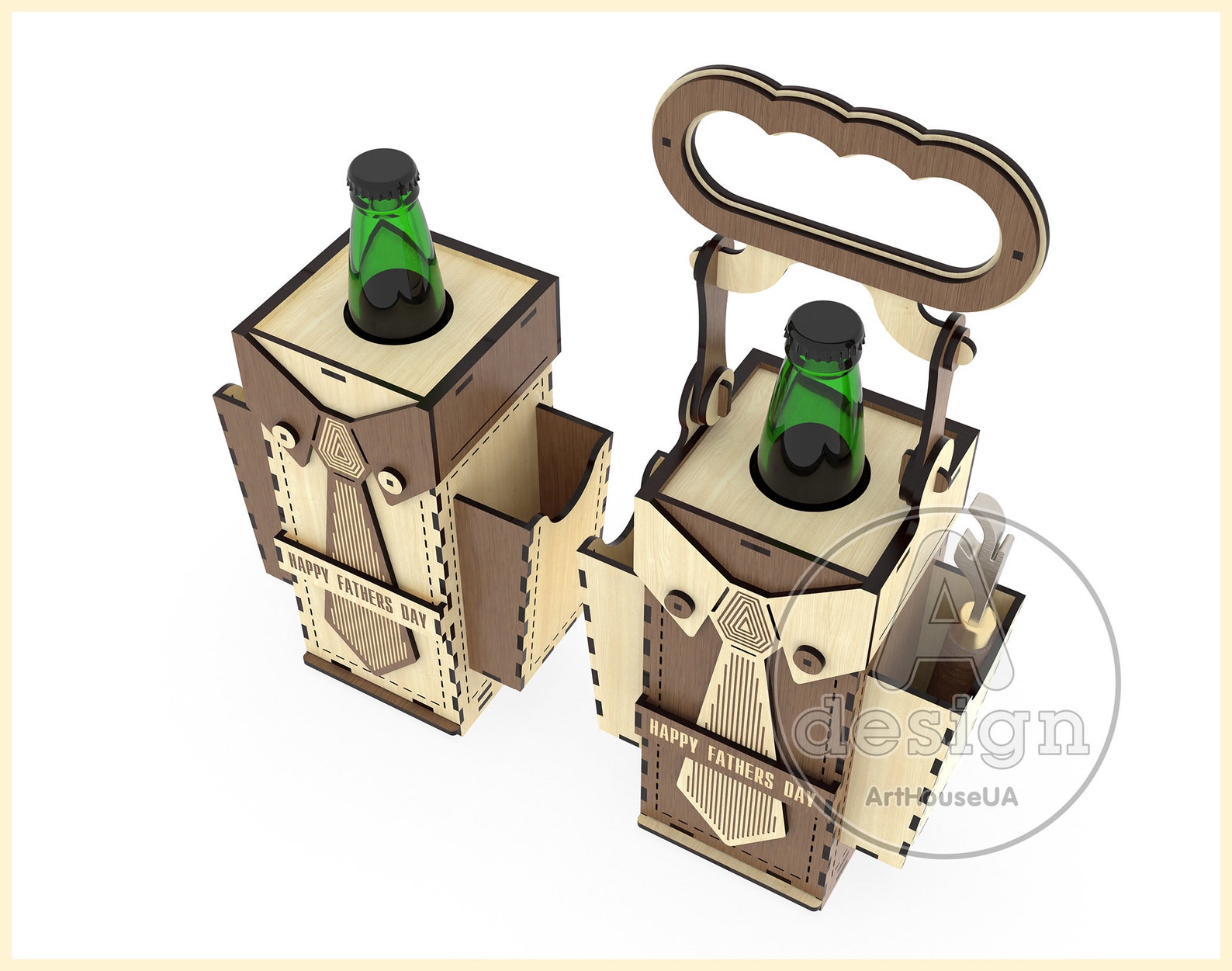 500ml Beer Holder Box Vector File Laser Cut Machine, Beer Bottle Holder ...