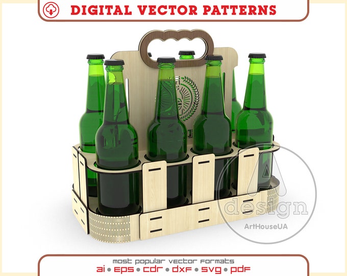 Self-assembling 6 Bottle Beer Holder SVG, Files to Glowforge Owner ...