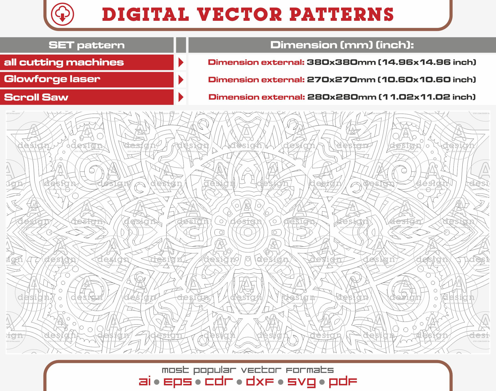 Mandala Laser Cut Vector File DXF, Mandala Scroll Saw File PDF ...
