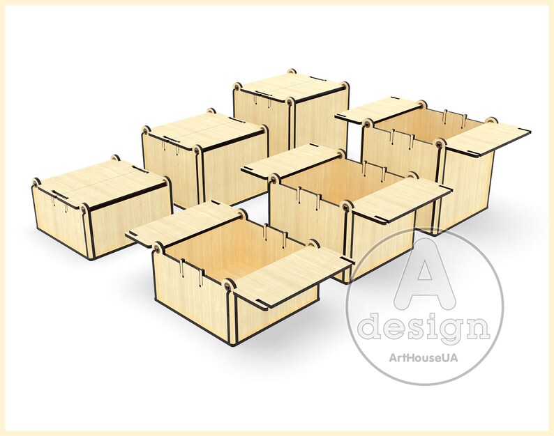 75 Different Sizes of Boxes With Two Flip up Lids Vector Files for ...