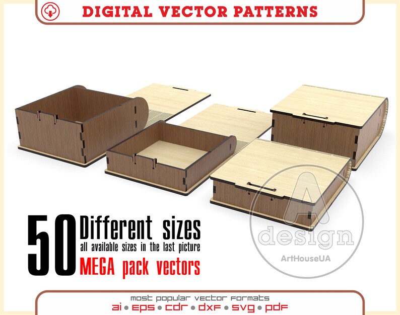50 Different Sizes Boxes With Flexible Flip up Lid Vector for - Etsy