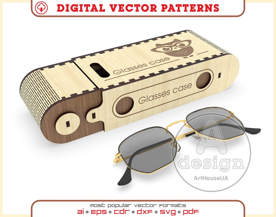Glasses Case Vector File, Wooden Case for Sun Glasses, Eyeglass Wood ...