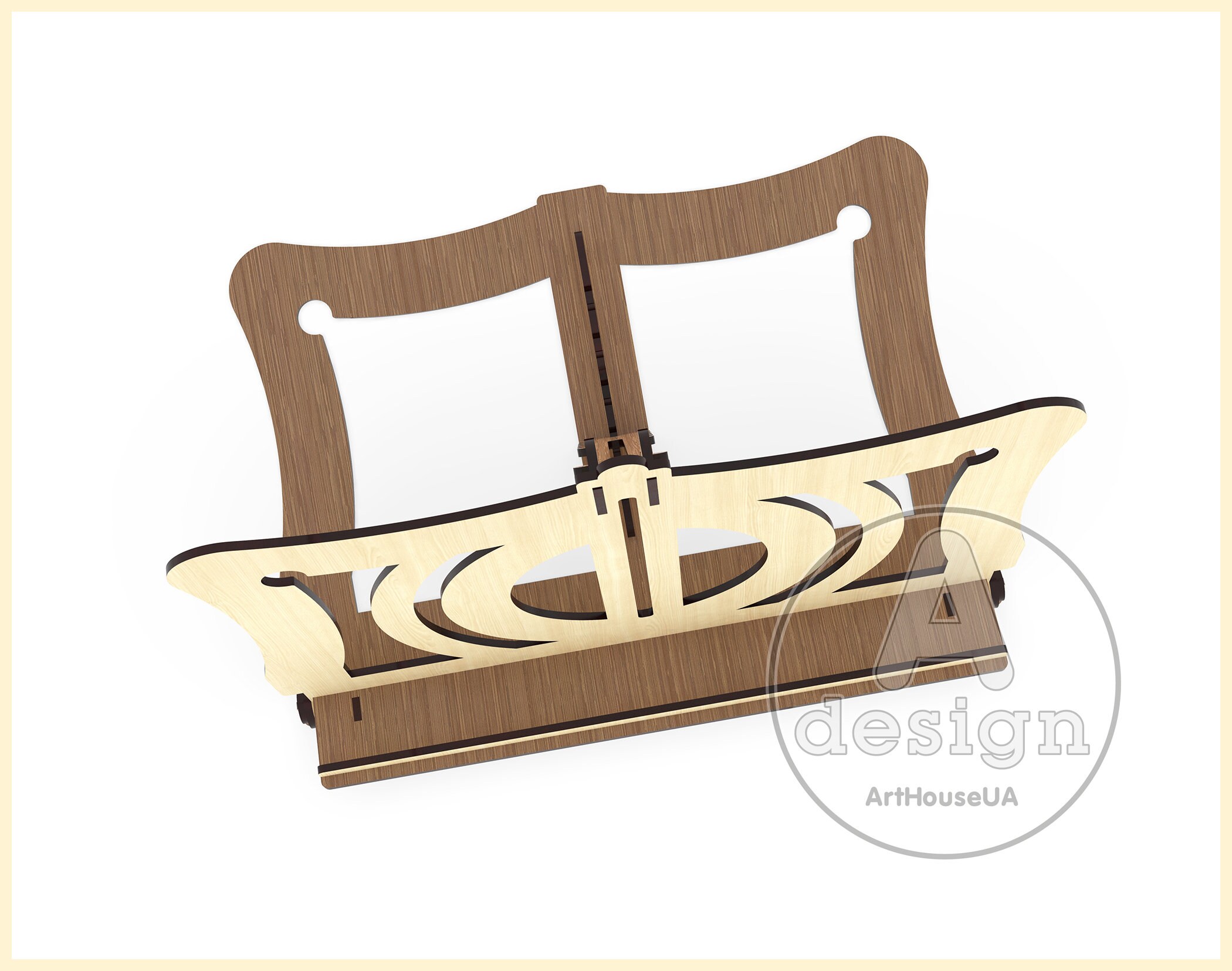 Book Stand SVG Laser Cut File, Wooden Reading Holder Adjustable Desk ...
