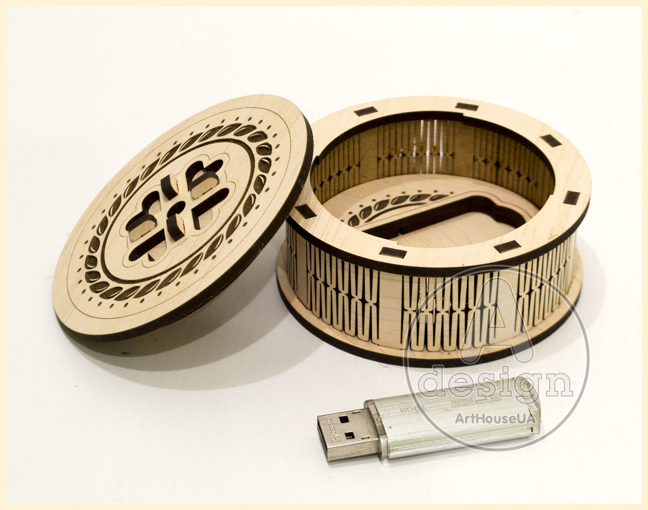 Laser Cut SVG Vector File USB Flash Drive Storage Gift Box Wedding ...