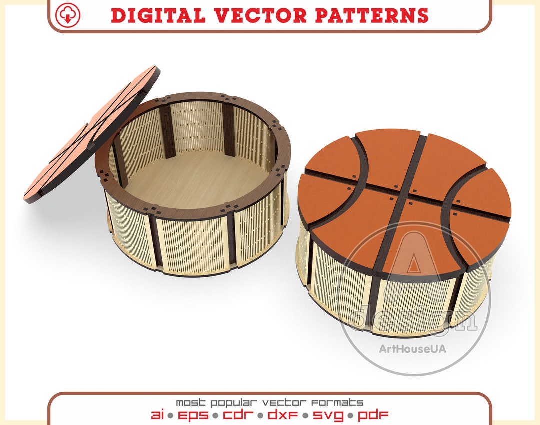 Basketball Candy Box Laser Cut Vector File, Gift Box Like Basketball ...