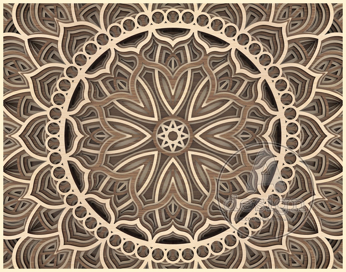 Mandala laser cut vector file DXF Mandala Scroll Saw file | Etsy