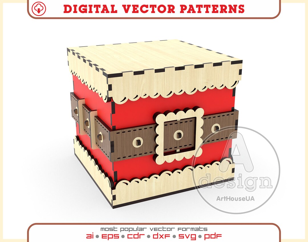 Christmas Santa Gift Box Vector File Laser Cutter and Ready SVG ...