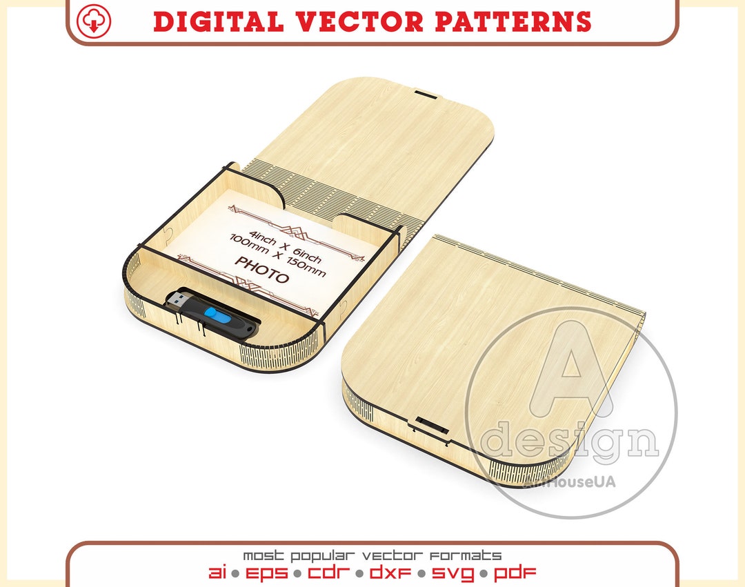 Photo USB Box Vector, Wedding Box for Photo and USB Flash Drive, Box ...