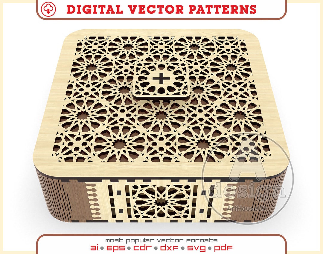Wooden Box Vector, Gift Box Laser Cut, Plywood Box Laser Pattern, Candy ...