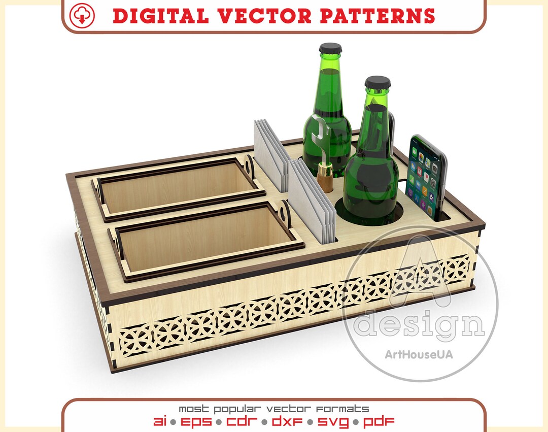 Beer Holder Box Vector File for Laser Cut Machines, Beer Bottle Holder ...