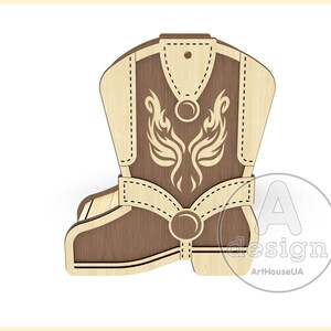 Cowboy Boots Gift Box Laser Cut SVG Vector File, Cowgirl Boots Box ...