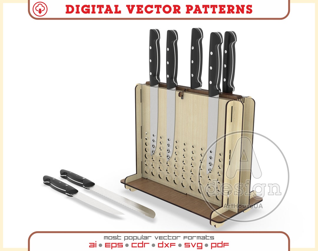 Knife Block Laser Cut Vector File Ready Glowforge SVG, Knife Rack Knife ...