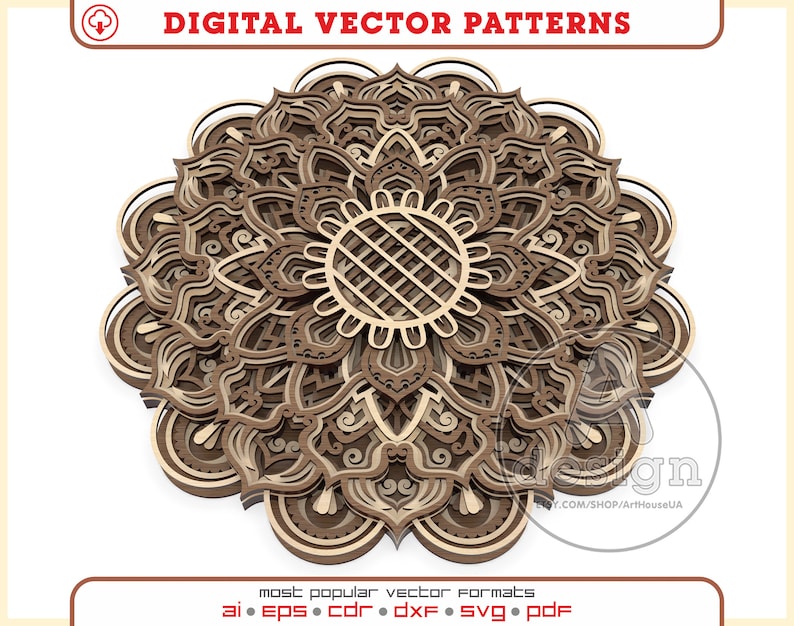 Mandala Laser Cut Vector File DXF Mandala Scroll Saw File - Etsy