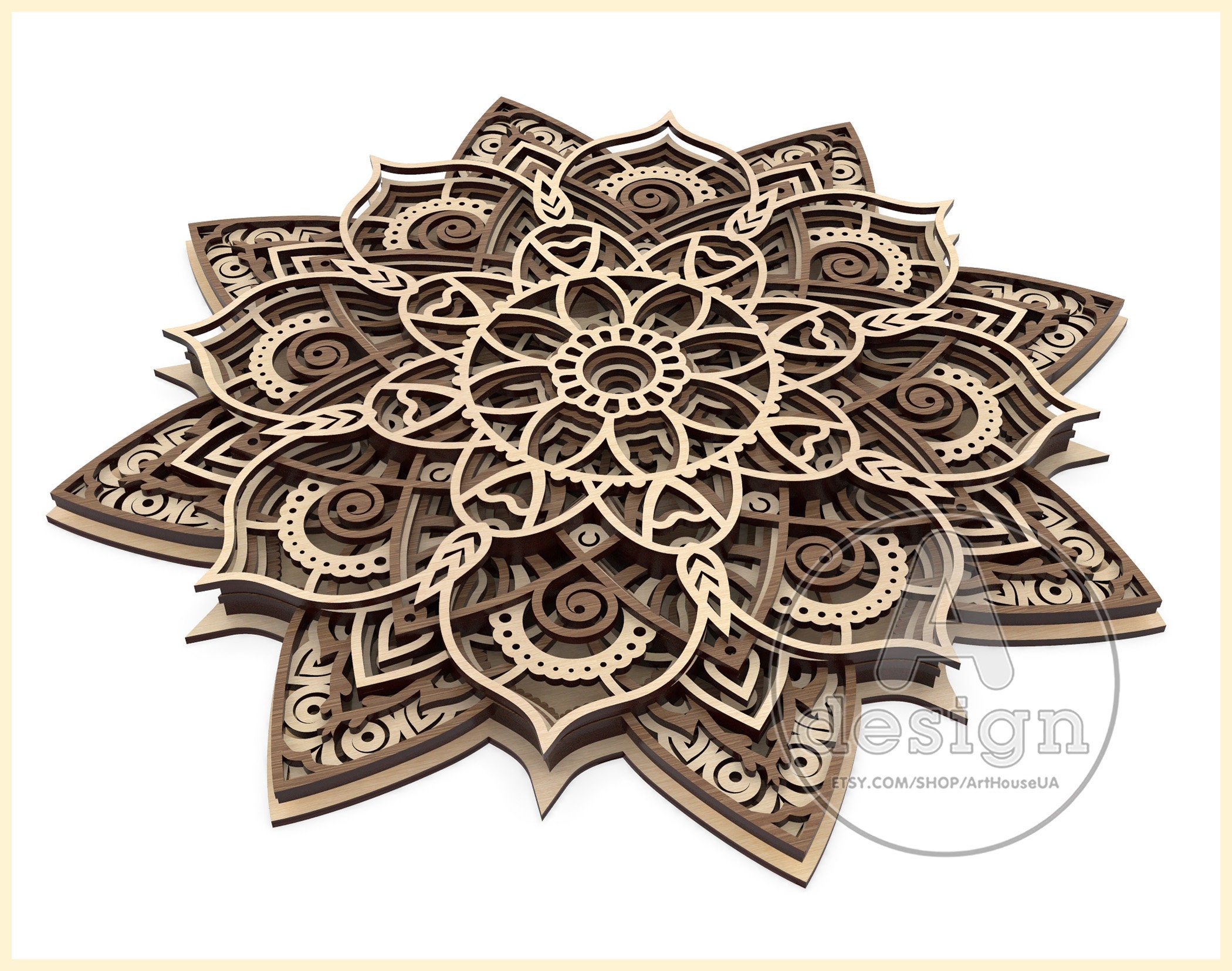 Mandala Laser Cut Vector File DXF, Mandala Scroll Saw File PDF ...