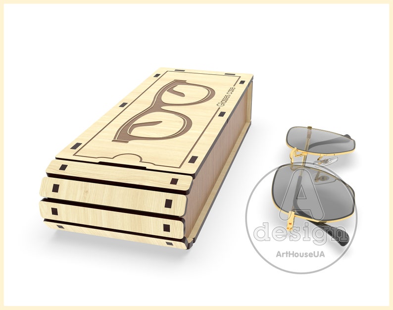 Wooden Glasses Case SVG Laser Cut File Eyeglass Holder Box Sunglasses ...