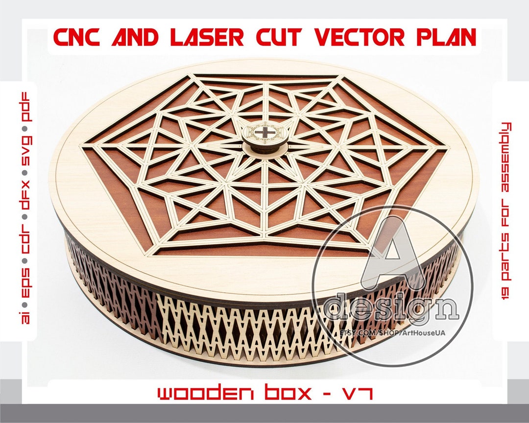 Wooden Box , Gift Box Laser Cut, Box Vector Plan, Plywood Box Laser ...
