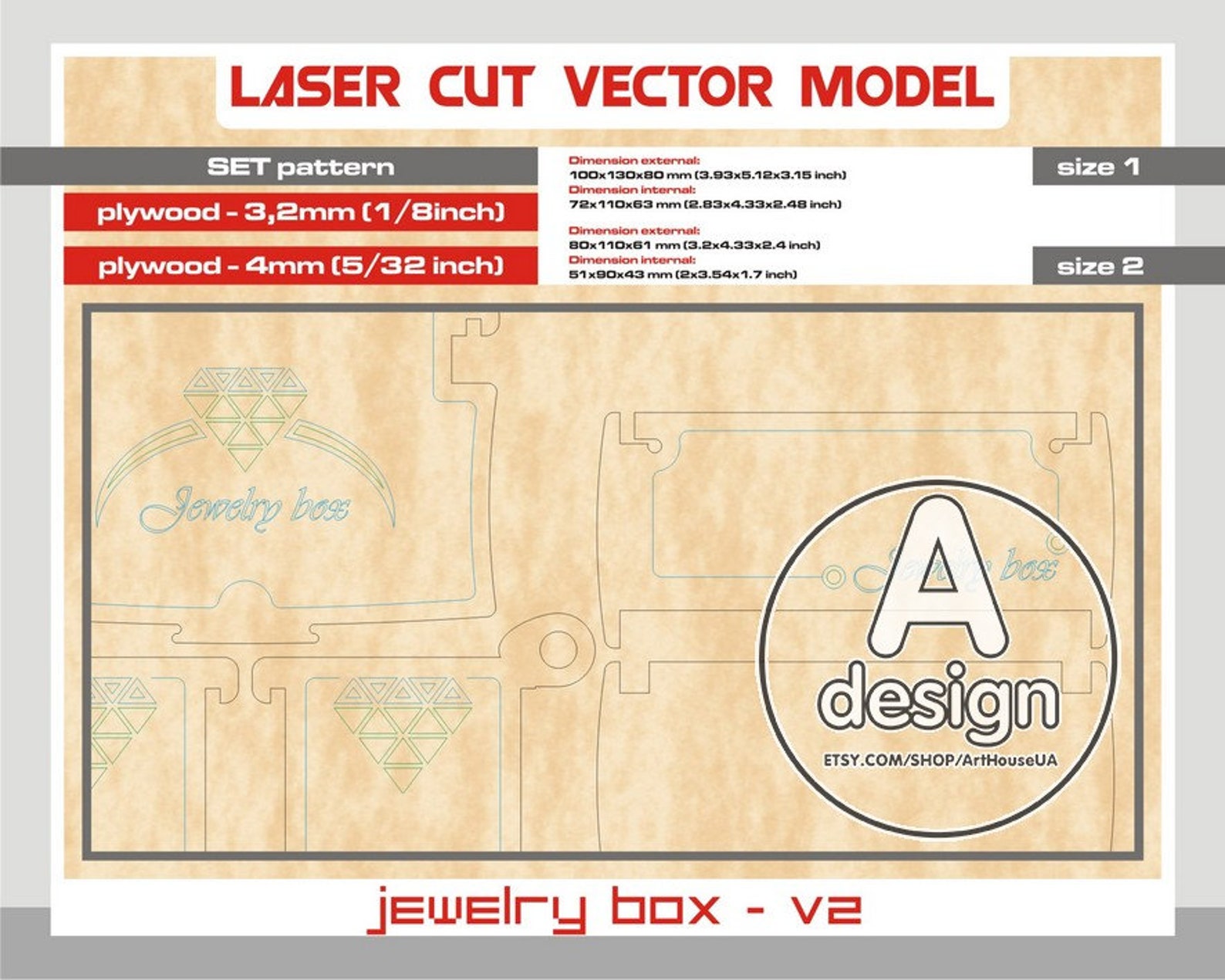 Jewelry Box, Jewelry Box Cut Vector Model, Jewelry Box Project, Wood ...