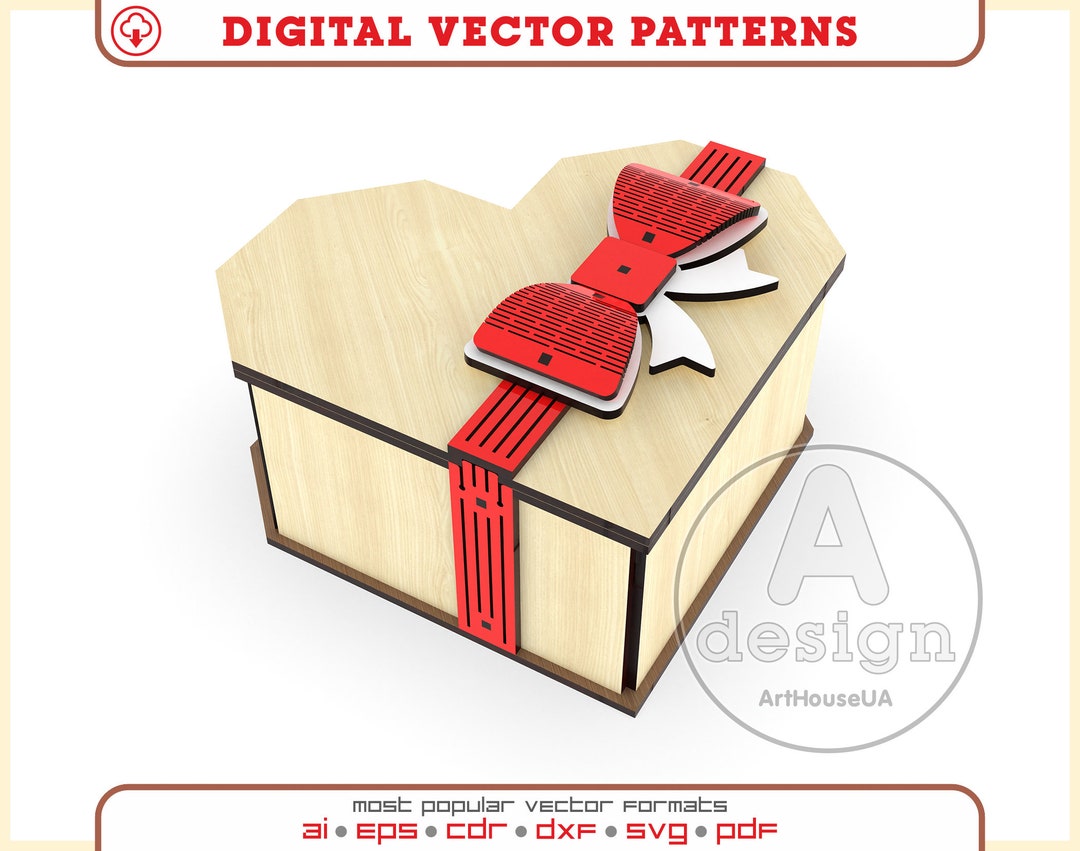 Gift Box Vector SVG File for Laser Cut Machines and Glowforge User ...