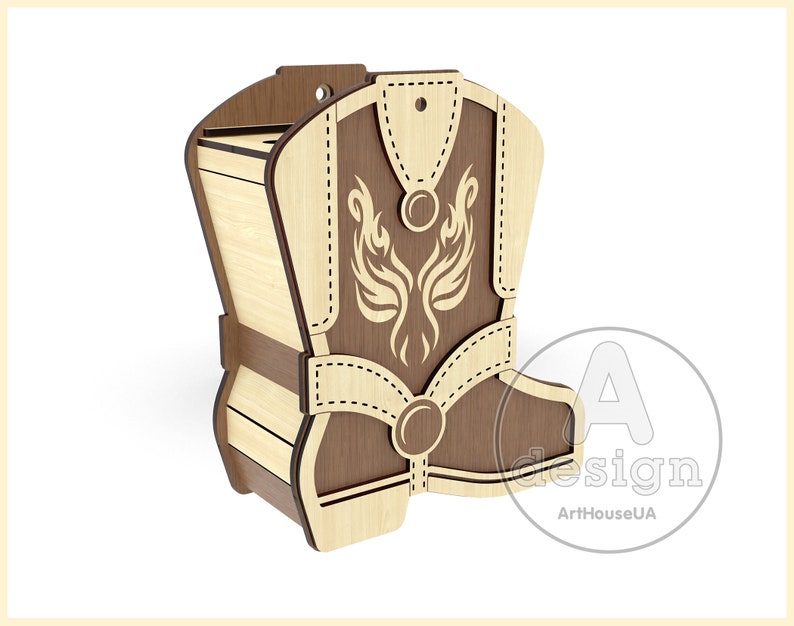 Cowboy Boots Gift Box Laser Cut SVG Vector File, Cowgirl Boots Box ...