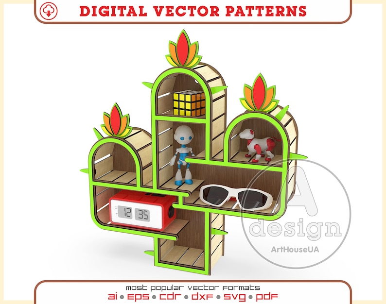 Cactus Shelf Vector Phone Stand Tablet Stand Book Shelf - Etsy