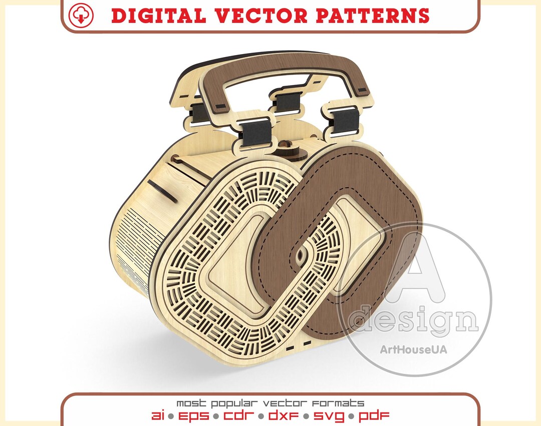 Wood Purse Vector SVG File for Laser Cut, Handbag Vector File, Evening ...