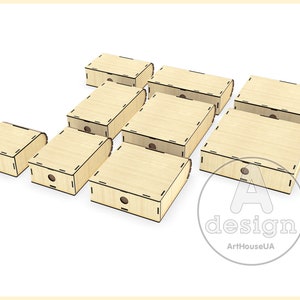 9 Different Sizes Boxes Look Like Book Vector File for Laser Cut ...
