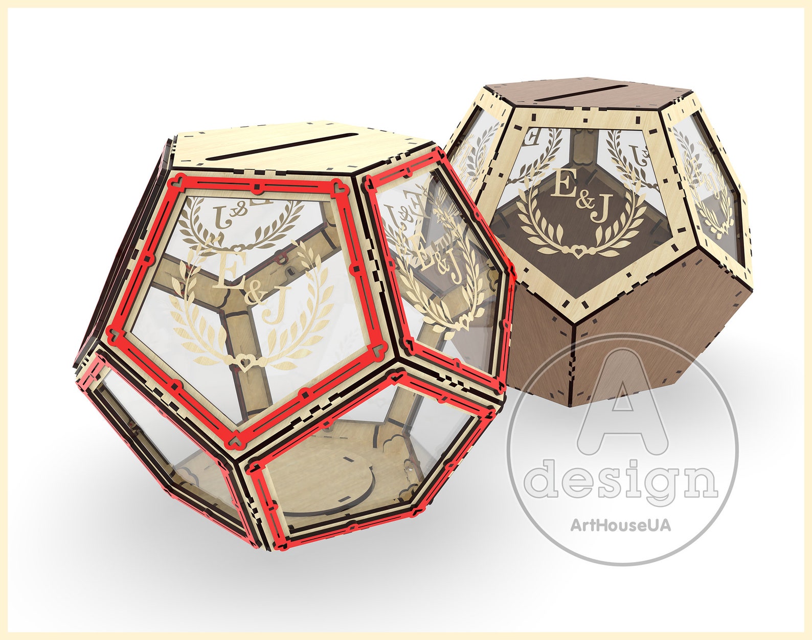 Two Versions Wedding Card Box Vector SVG File for Laser Cut - Etsy