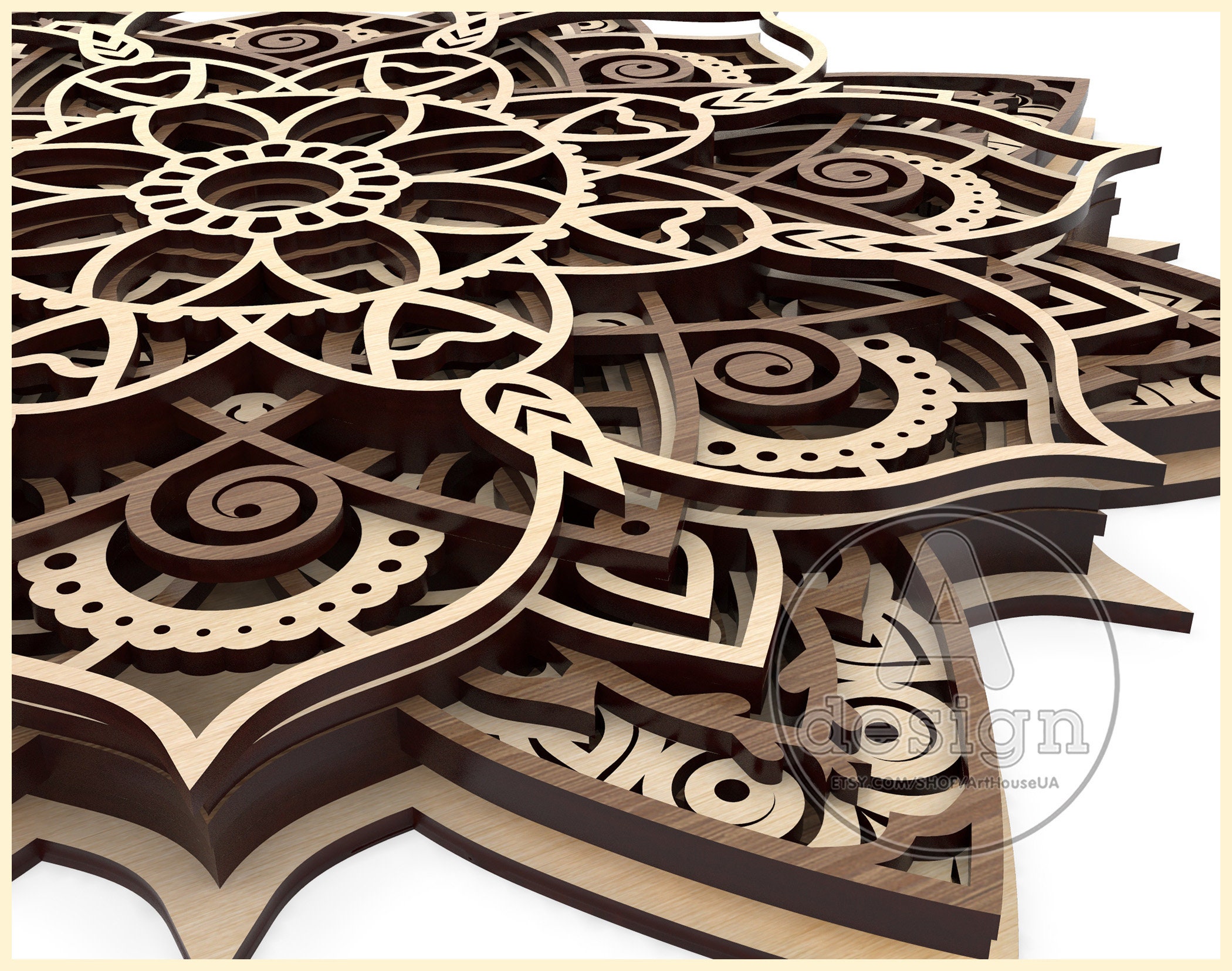 Mandala Laser Cut Vector File DXF, Mandala Scroll Saw File PDF ...