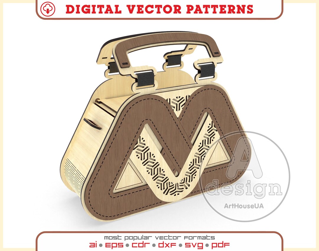 Wood Purse Vector SVG File for Laser Cut, Handbag Vector File, Evening ...
