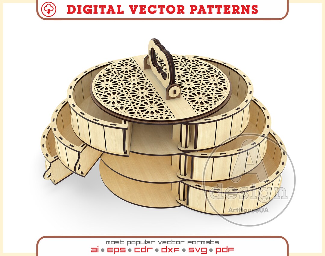 Wooden Circle Box Ready Vector for Glowforge SVG, Gift Box Laser File ...