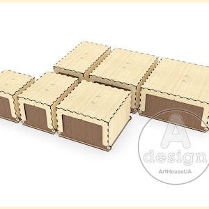 6 Different Sizes Boxes With Flip up Lid Vector File for Laser Cut ...