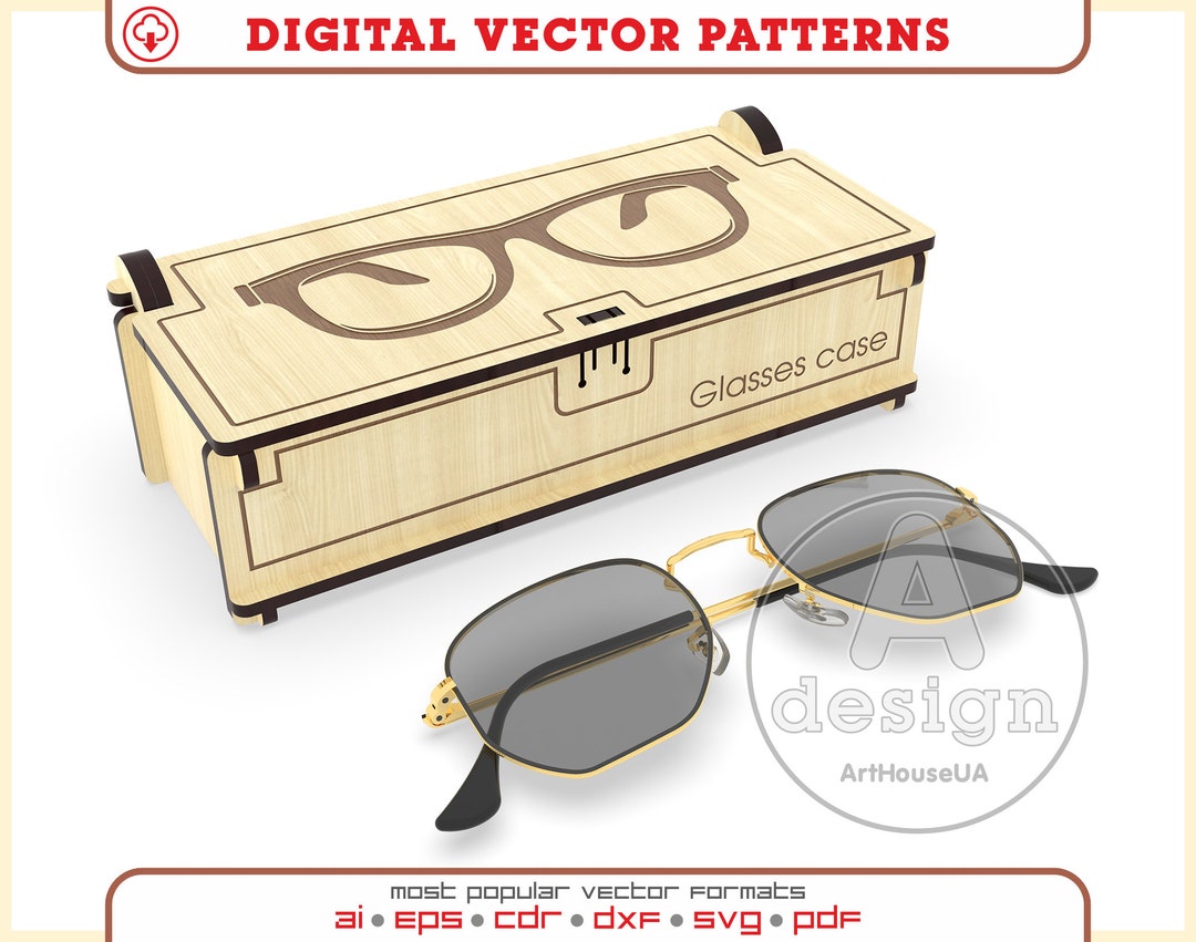 Glasses Case Vector File, Wooden Case for Sun Glasses, Eyeglass Wood ...