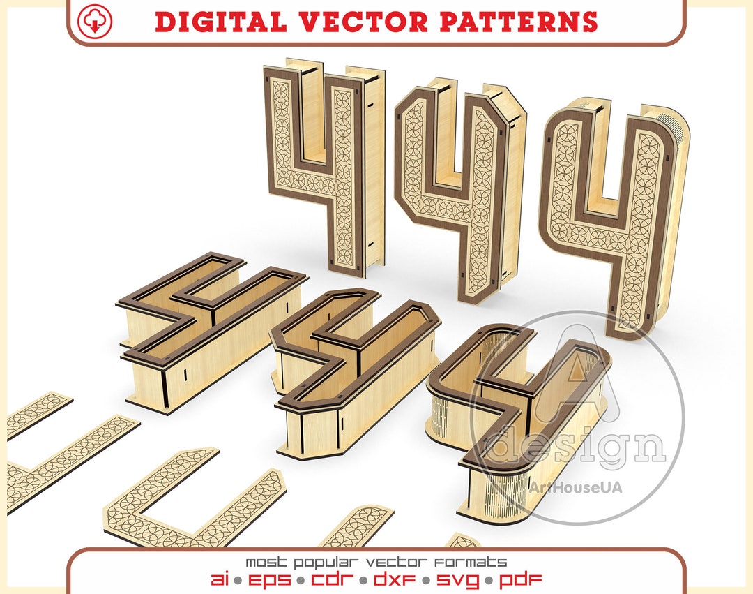 Gift Box Like Numbers, Vector SVG File Laser Cut Machines and Glowforge ...