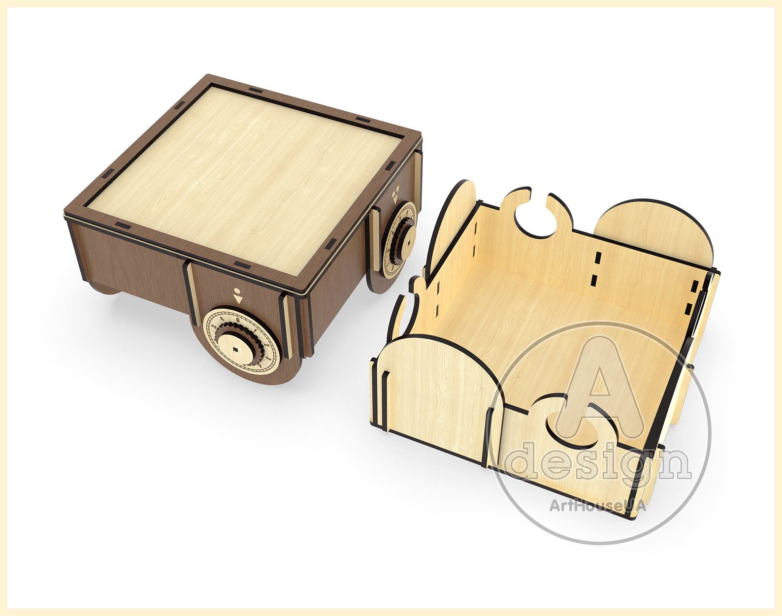 Wooden Safe Box Laser Cut Vector File, Gift Box Like Safe SVG File for ...