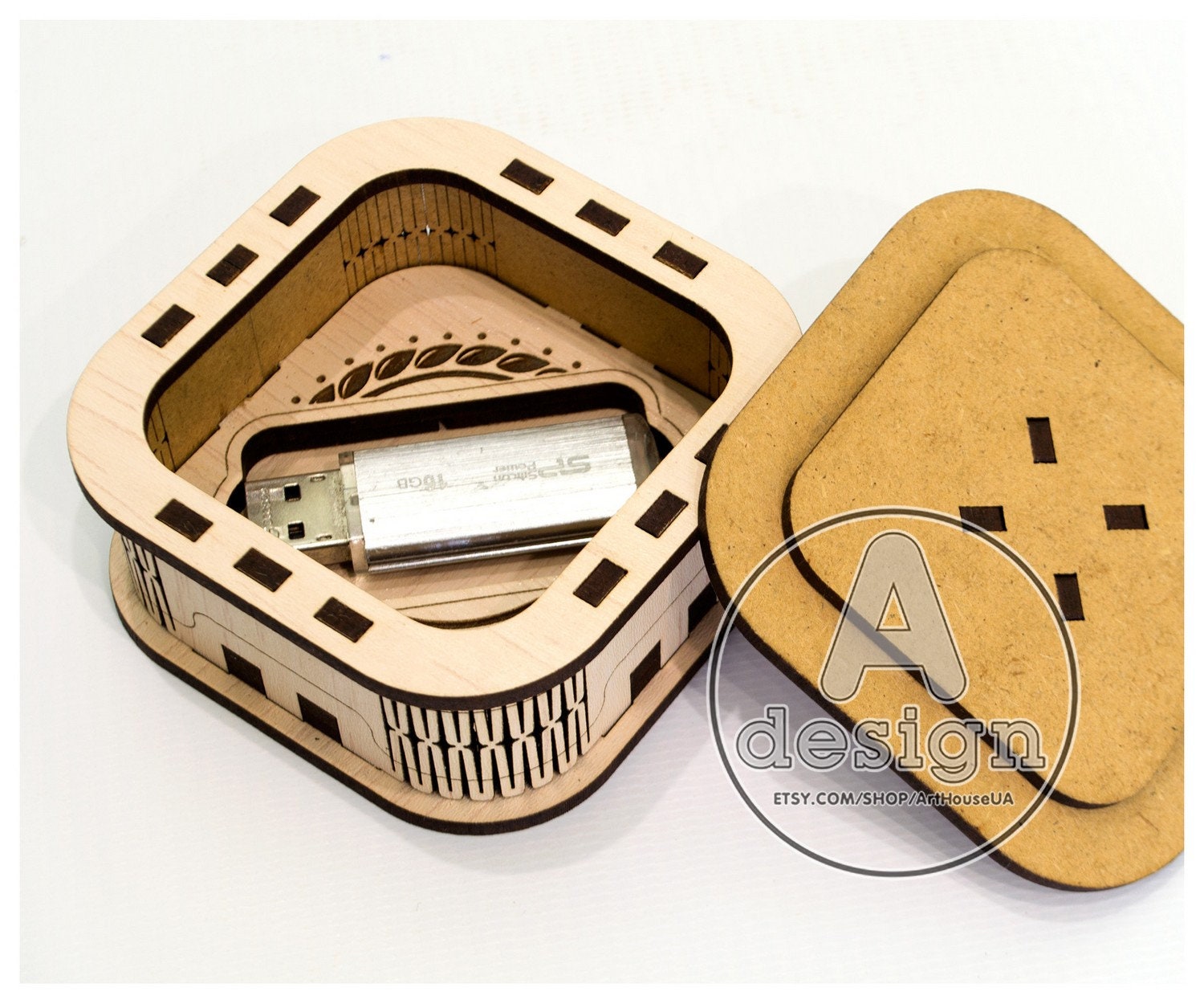 Box for USB Flash Drive Laser Cut Vector File - Etsy