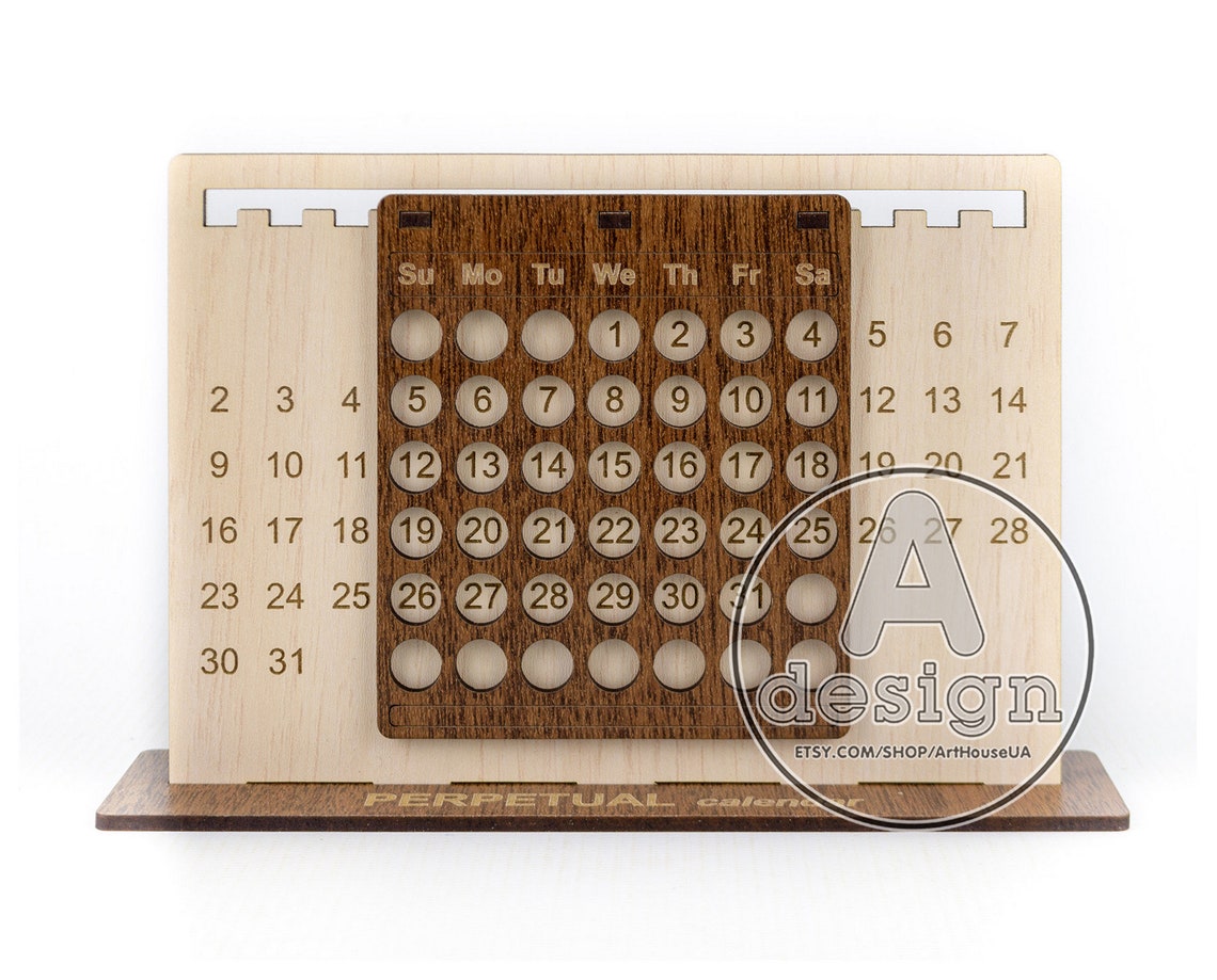 Calendario perpetuo modelo de vector de corte láser de - Etsy España