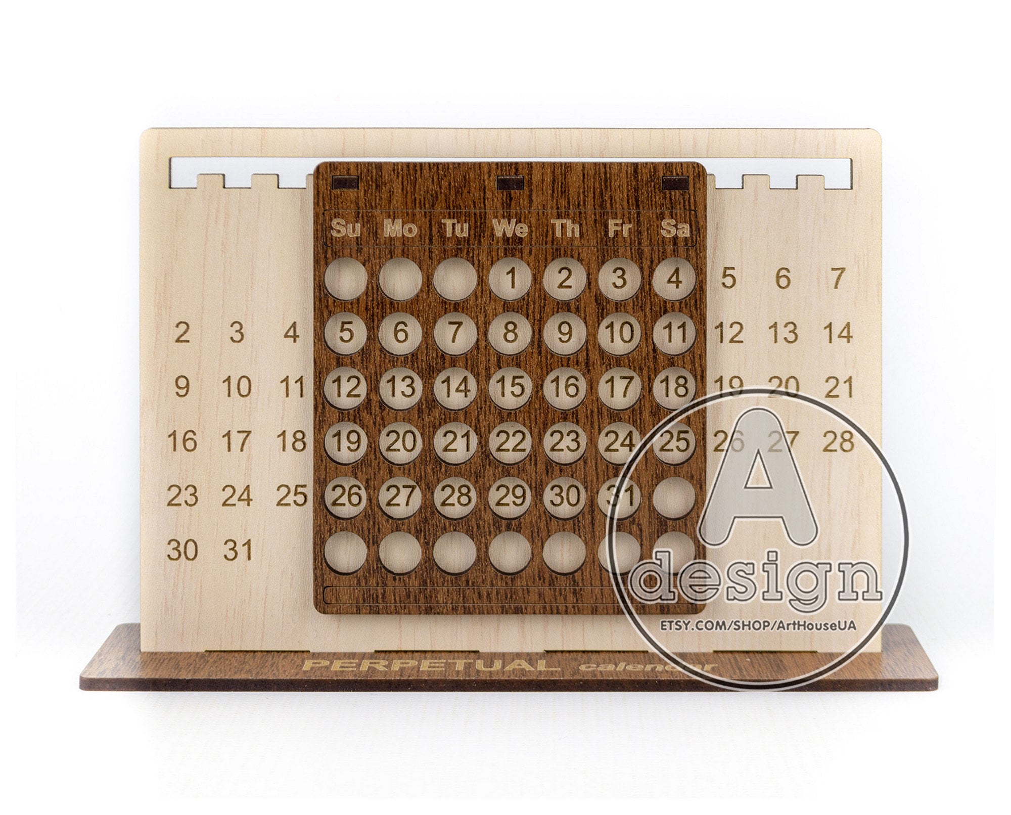 Laser Cut Desktop Perpetual Calendar Vector File, SVG DXF Digital ...