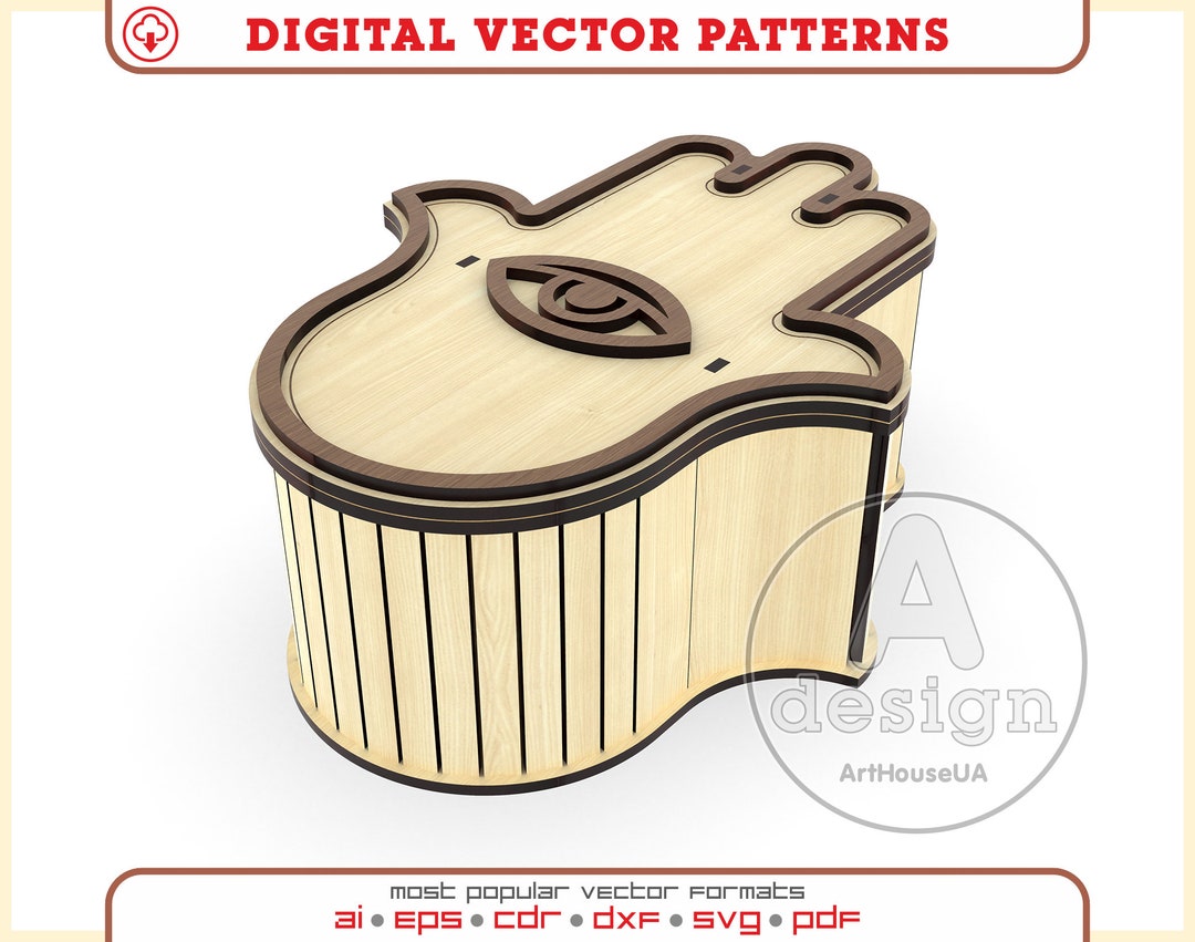 Hamsa Hand Box Vector SVG File for Laser Cut Machines and Glowforge ...