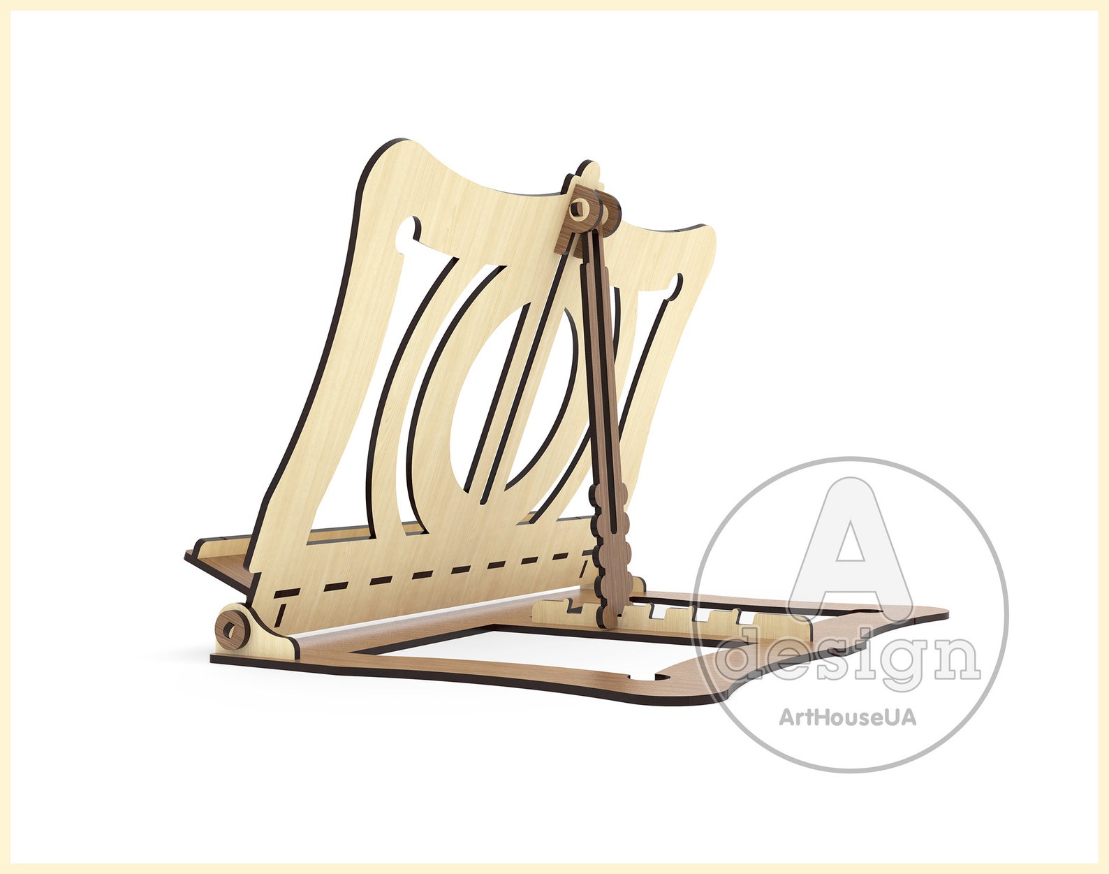 Book Stand SVG Laser Cut File, Wooden Reading Holder Adjustable Desk ...