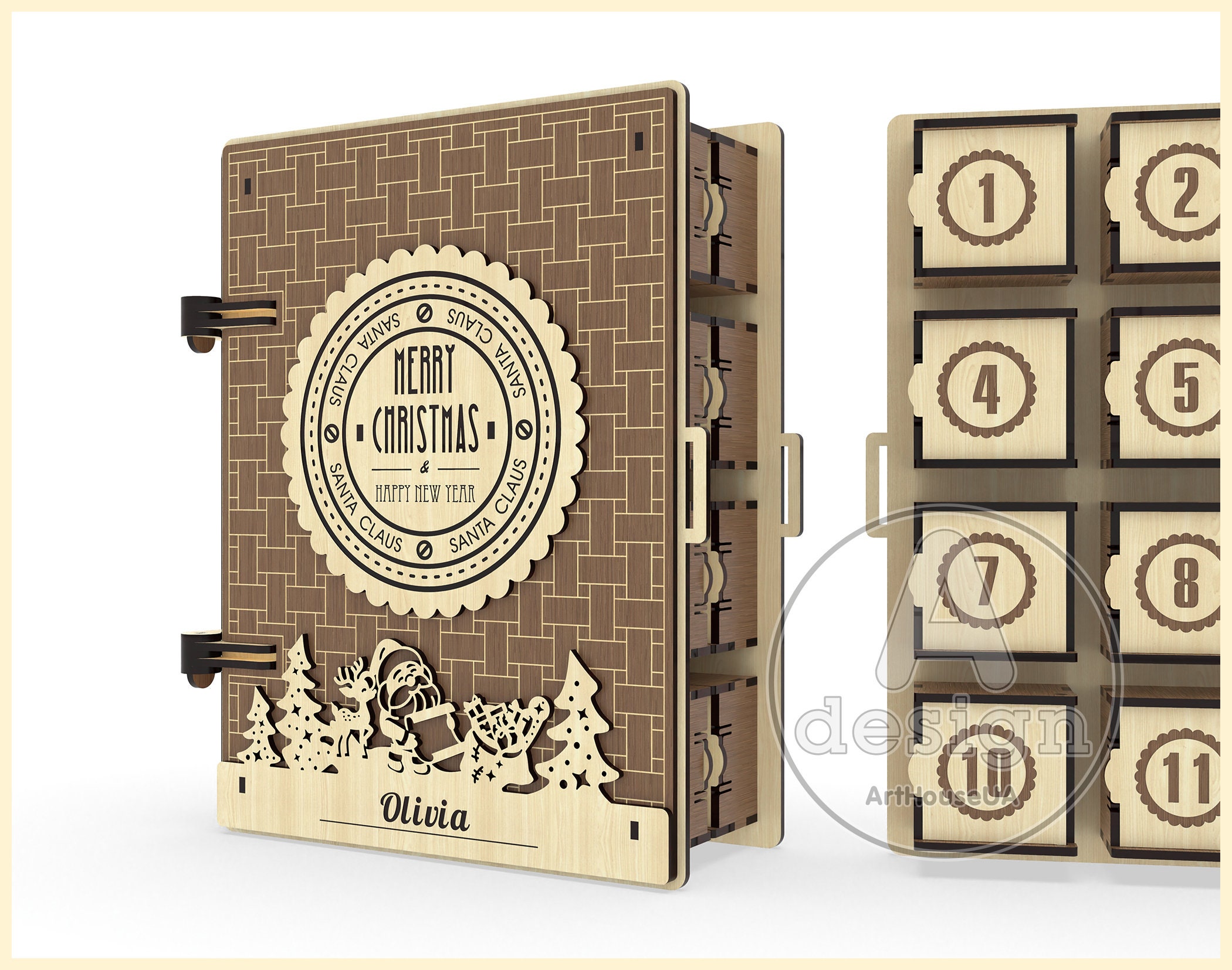 Advent Calendar Laser Cut Vector File, Christmas Advent Calendar ...