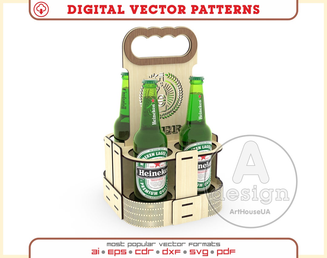 Beer Holder Box Vector File Laser Cut Machines Beer Bottle - Etsy
