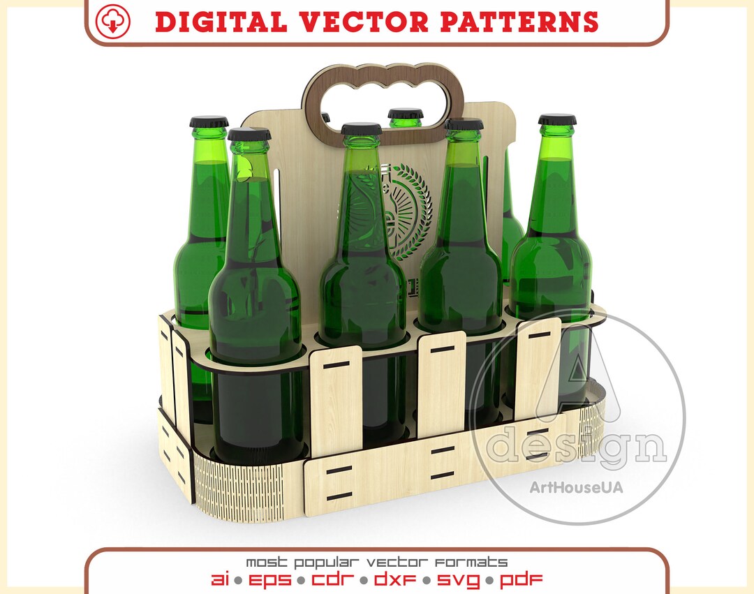 Beer Holder Box Vector File Laser Cut Machines Beer Bottle - Etsy