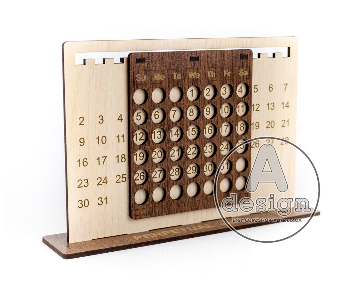 Perpetual calendar Calendar laser cut vector model Perpetual | Etsy