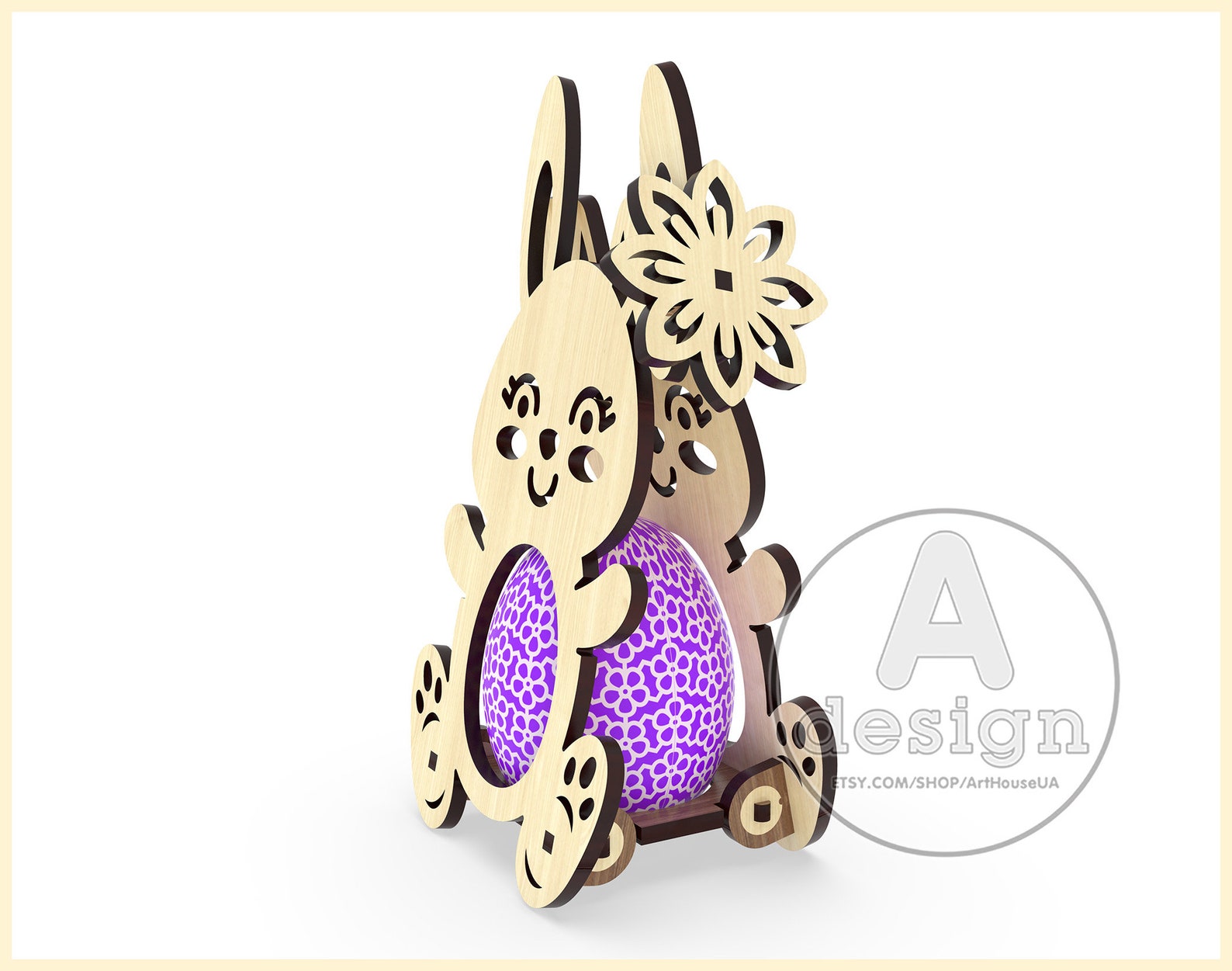 Easter Card 3D Puzzles Bunny DXF Easter Holder Souvenir Card - Etsy