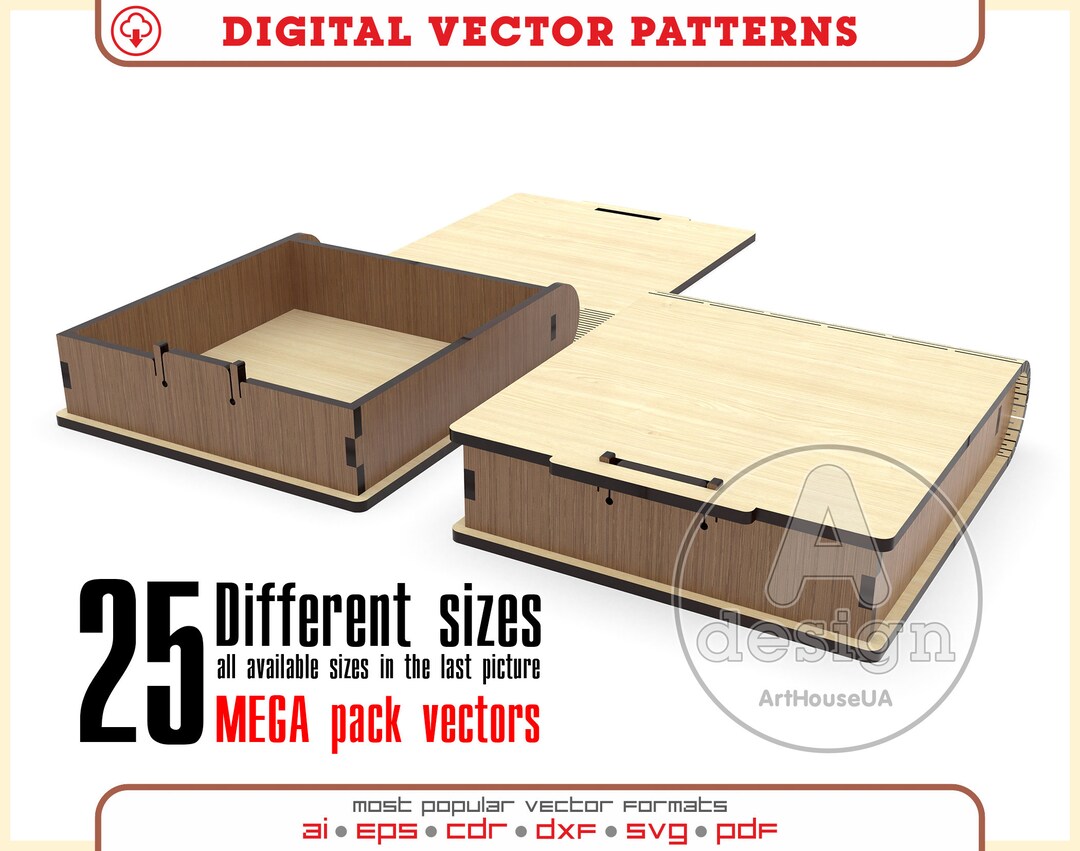 25 Different Sizes Boxes With Flexible Flip up Lid Vector for - Etsy